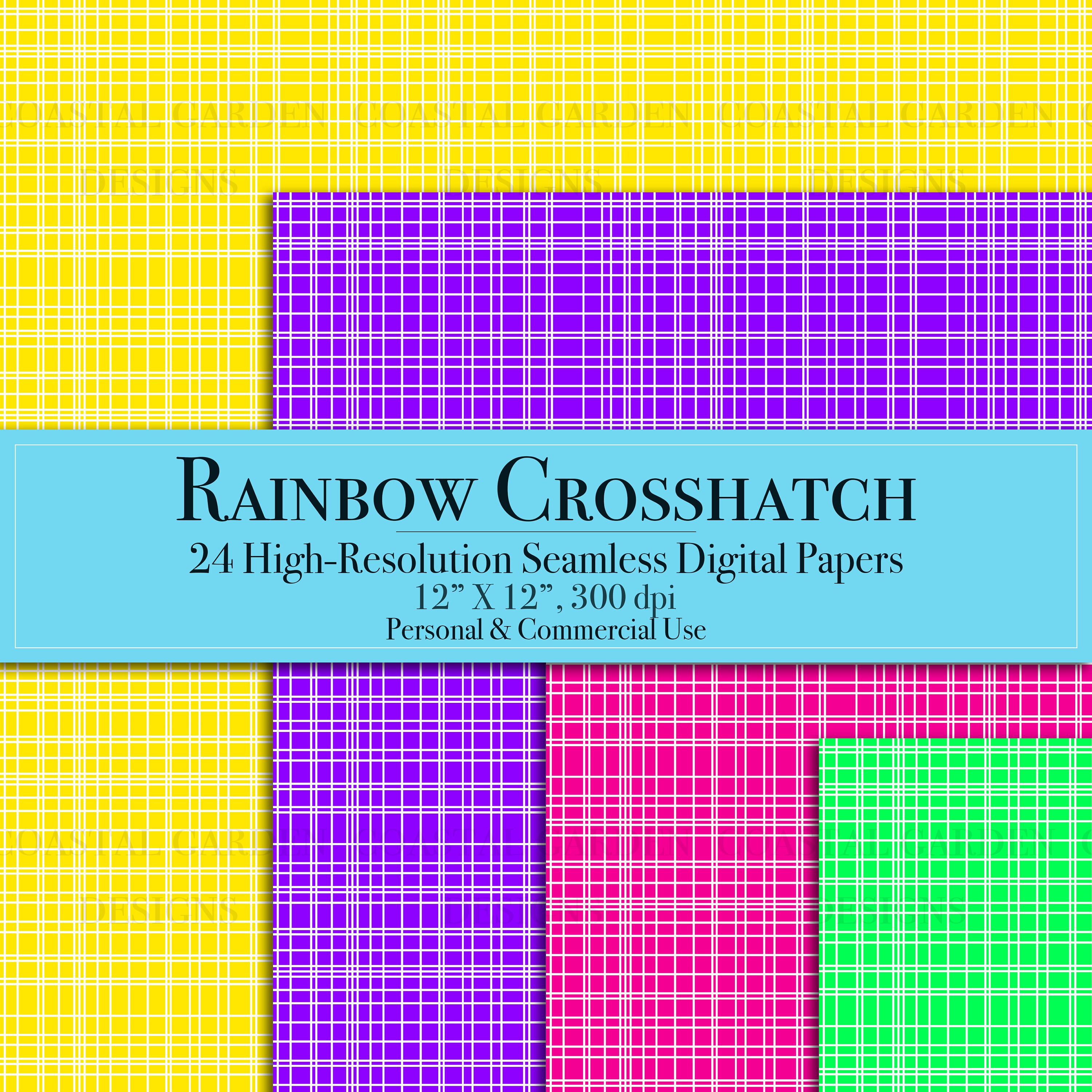 Rainbow Crosshatch Digital Paper Bundle, Seamless Pattern, Scrapbook ...