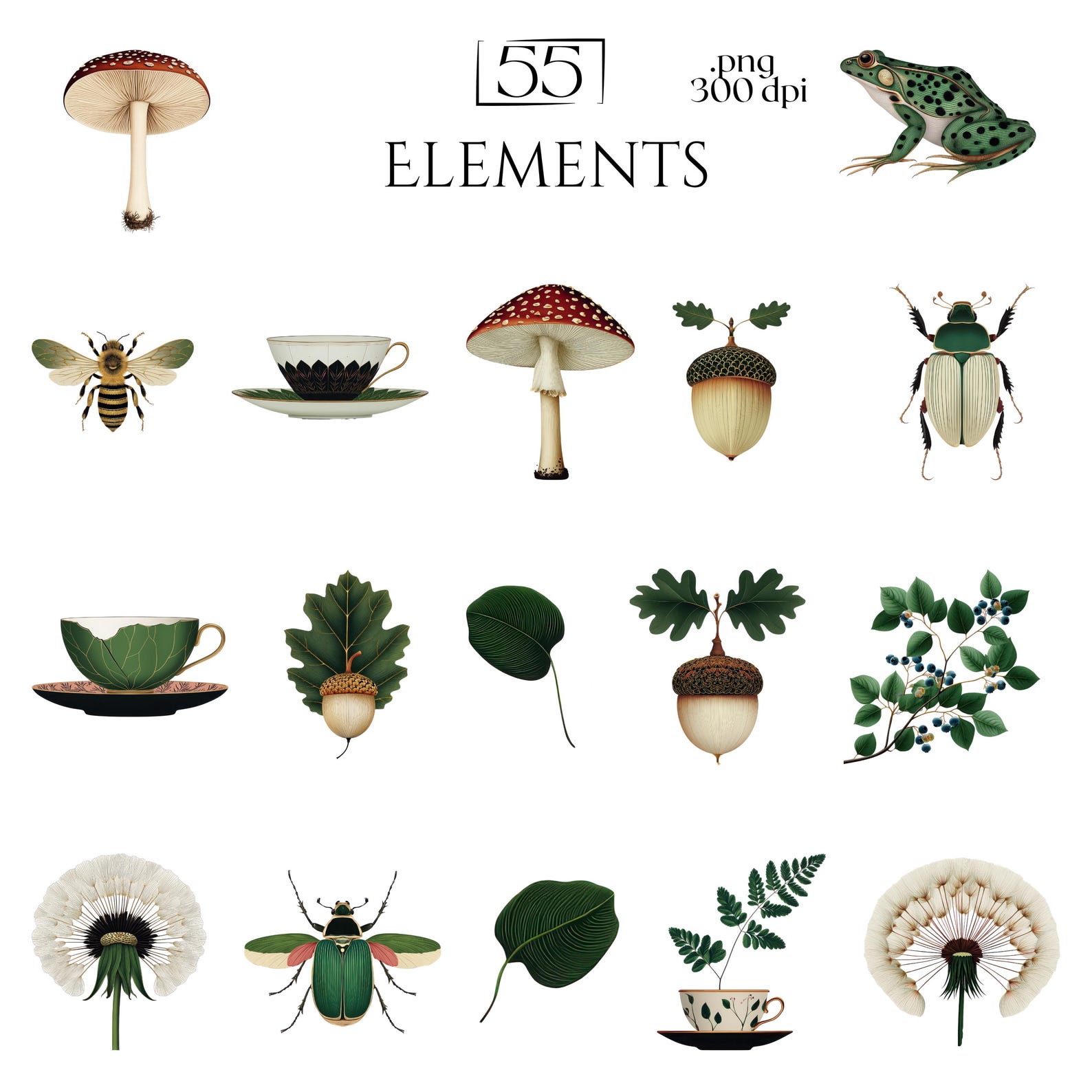 Goblincore Clipart Bundle – 55 Cozy PNG Elements for Junk Journals ...