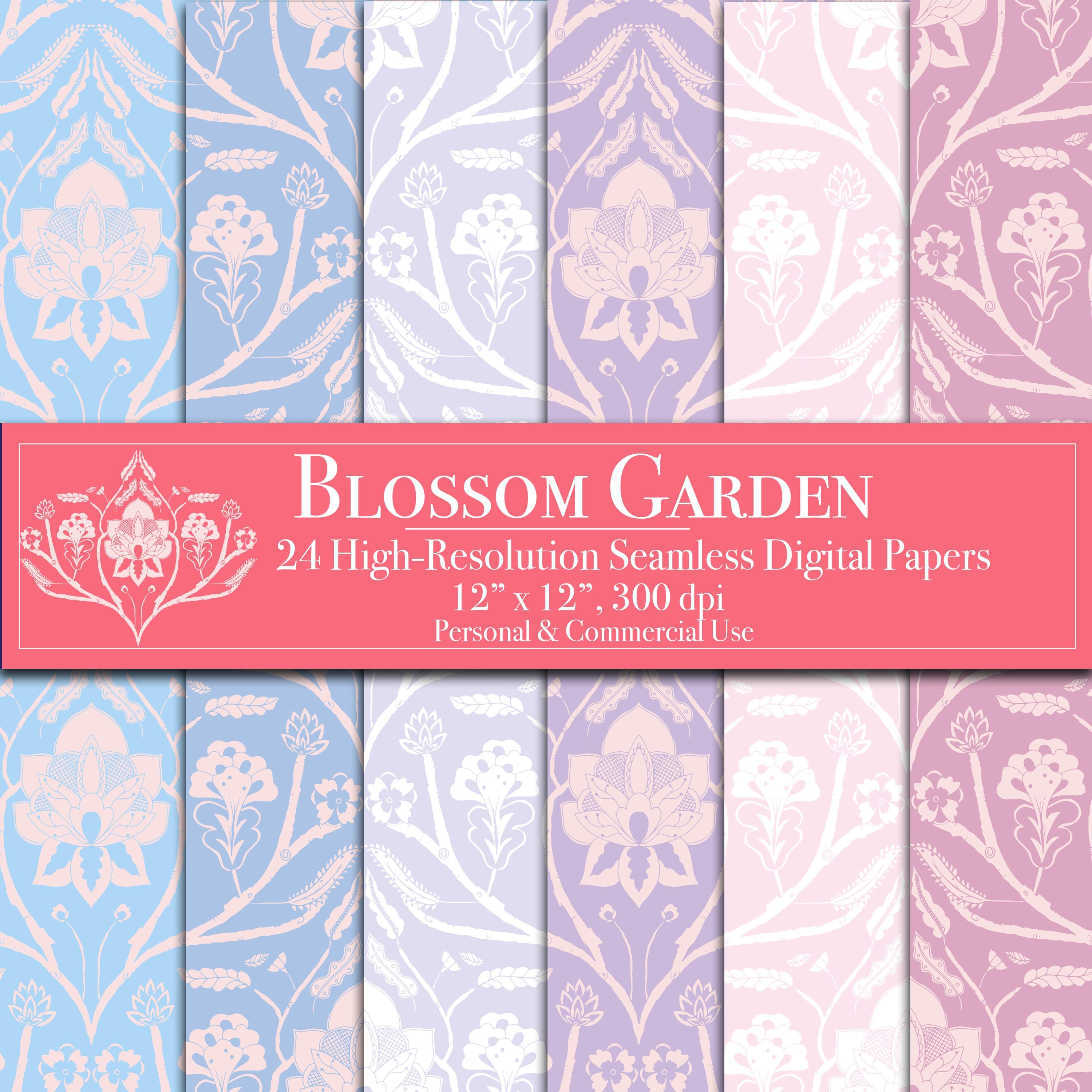 Blossom Garden Digital Papers, Indian-inspired Seamless Pattern ...