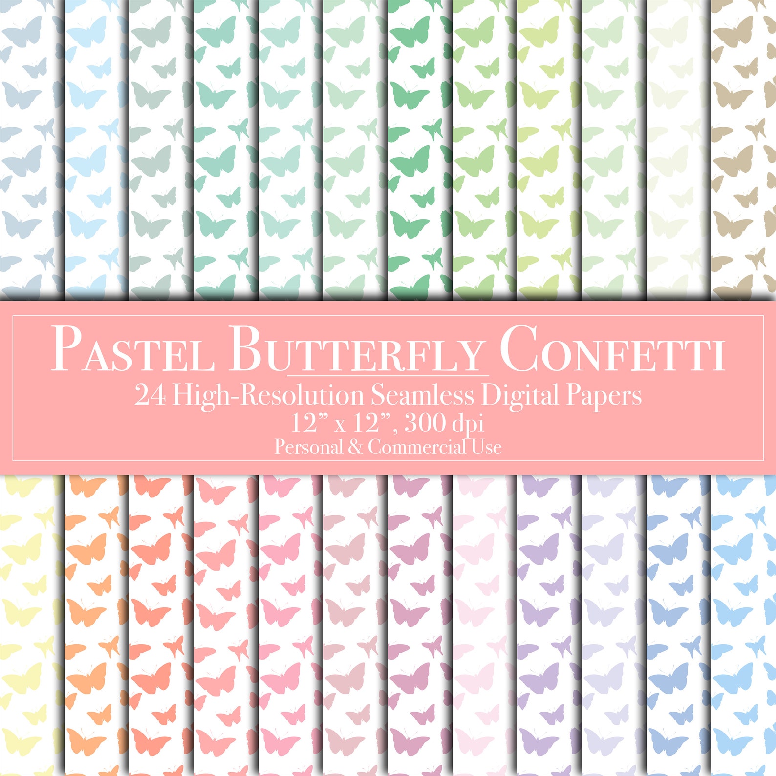 Butterfly Digital Paper Megabundle, Seamless Pattern Scrapbook Paper ...