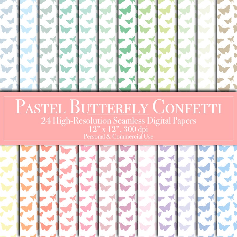 Butterfly Digital Paper Megabundle, Seamless Pattern Scrapbook Paper ...