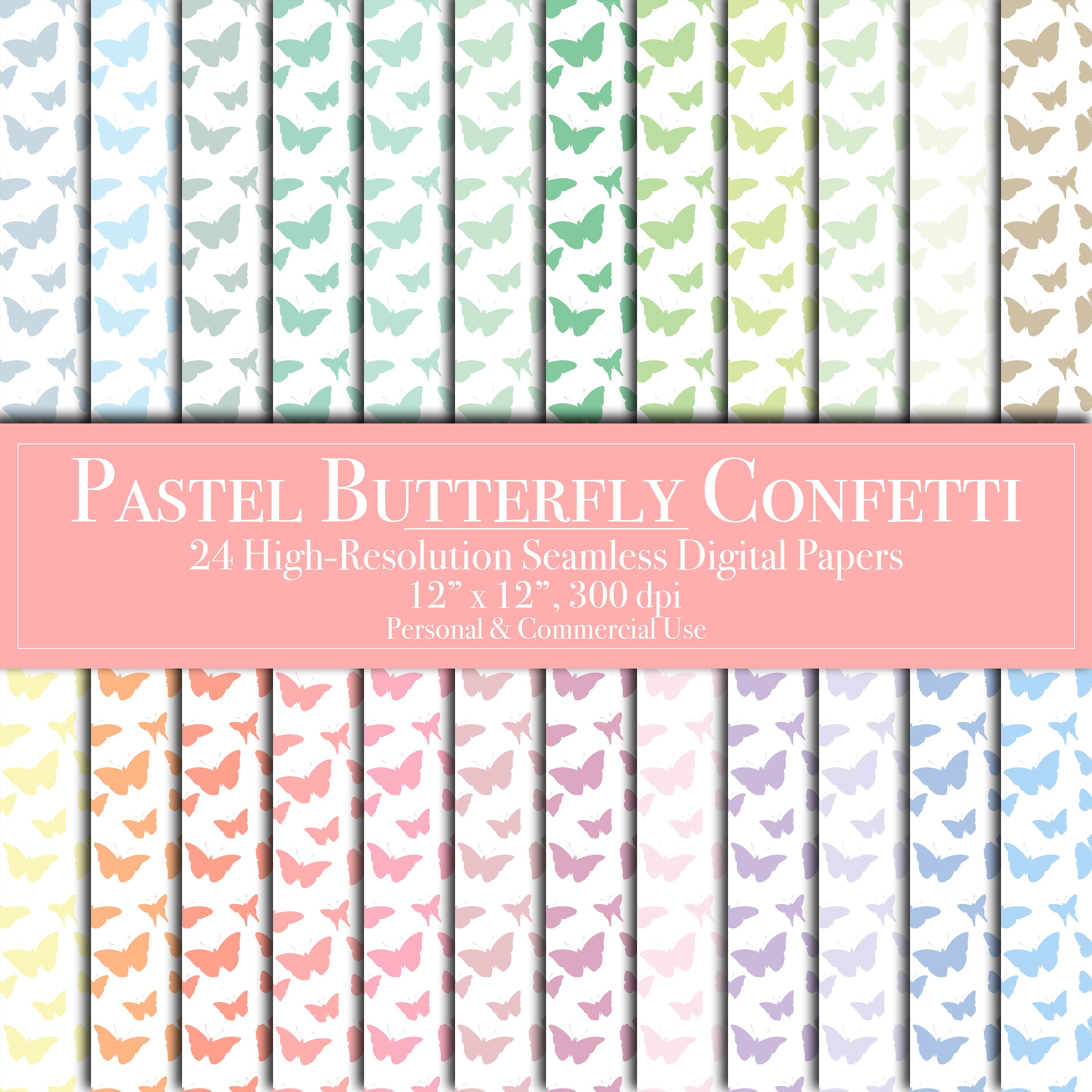 Butterfly Digital Paper Megabundle, Seamless Pattern Scrapbook Paper ...
