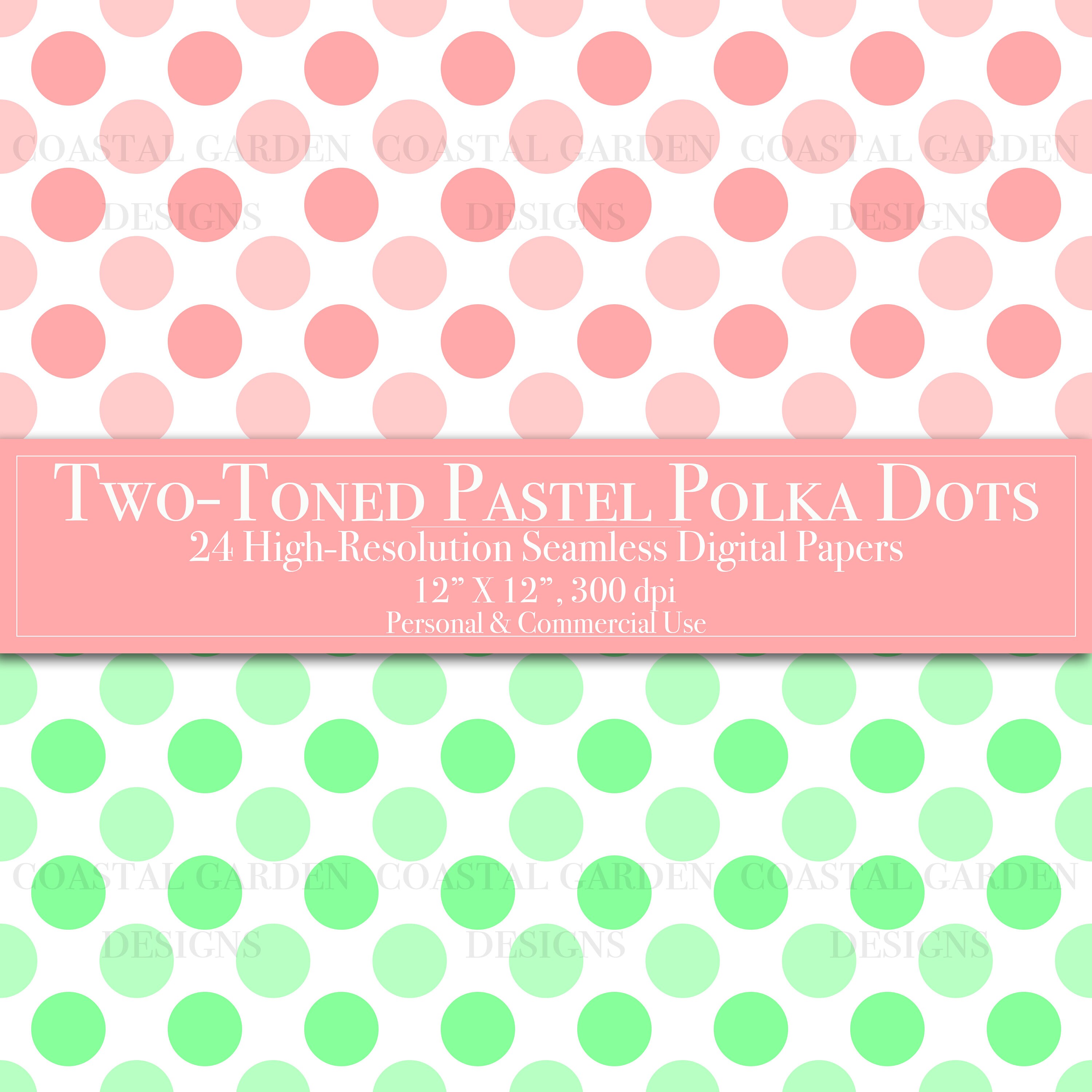 Pastel Rainbow Two-toned Polka Dots Digital Paper, Seamless Pattern ...
