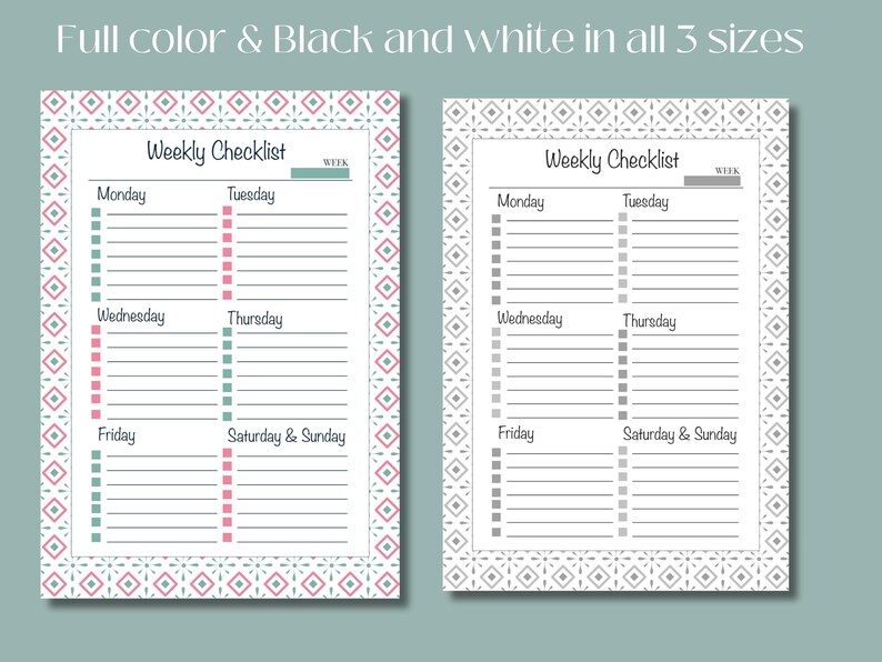 Boho Printable Weekly Checklist Template, Groovy Retro Theme, Blank ...