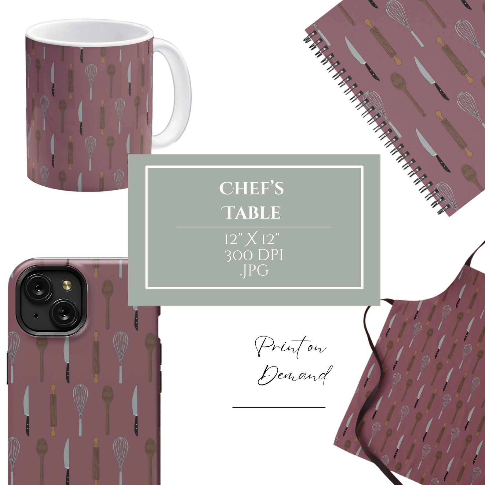 Cooking Digital Papers, Seamless Chef Pattern, Scrapbook Paper ...