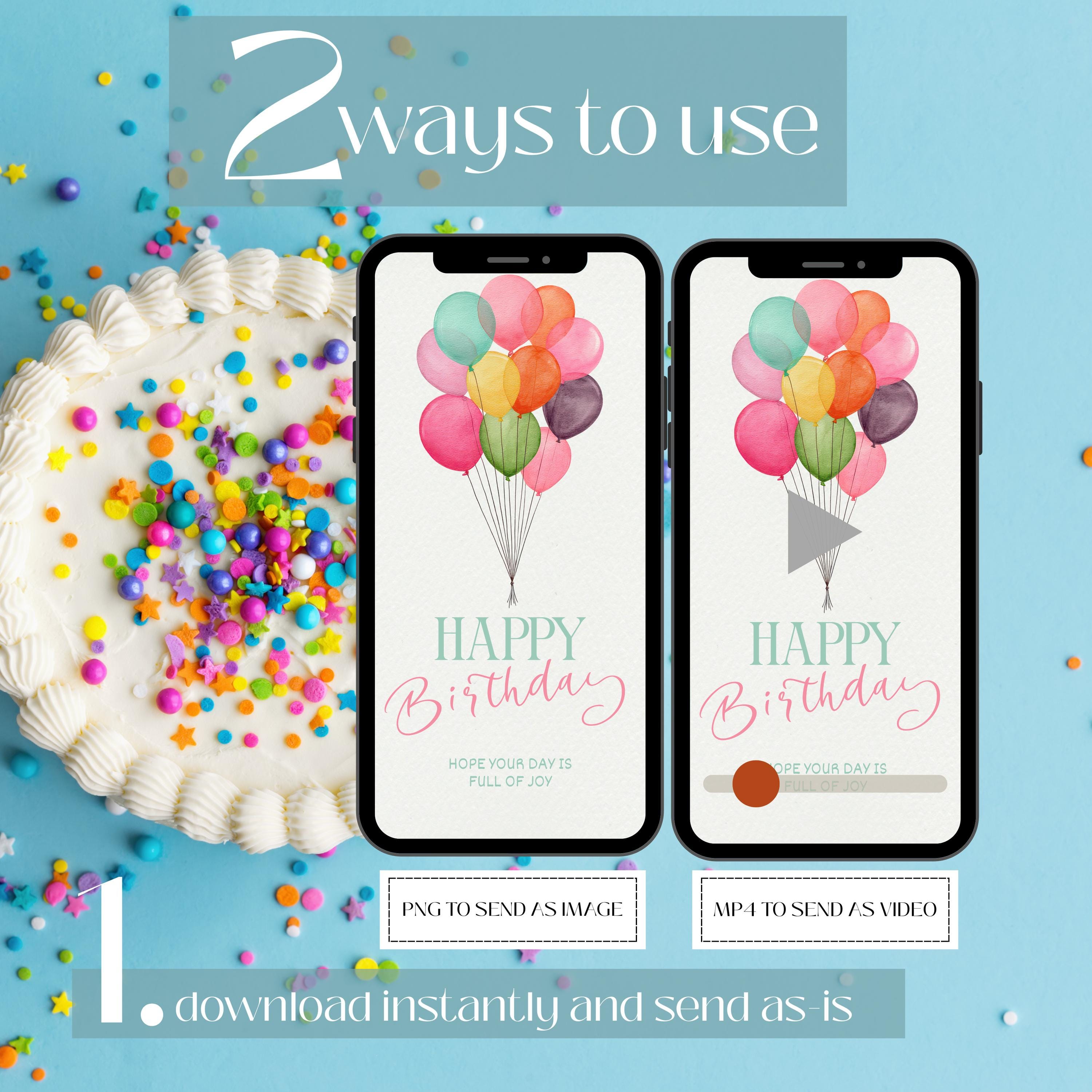 Happy Birthday Text Message, Birthday Balloon Ecard Canva Template ...