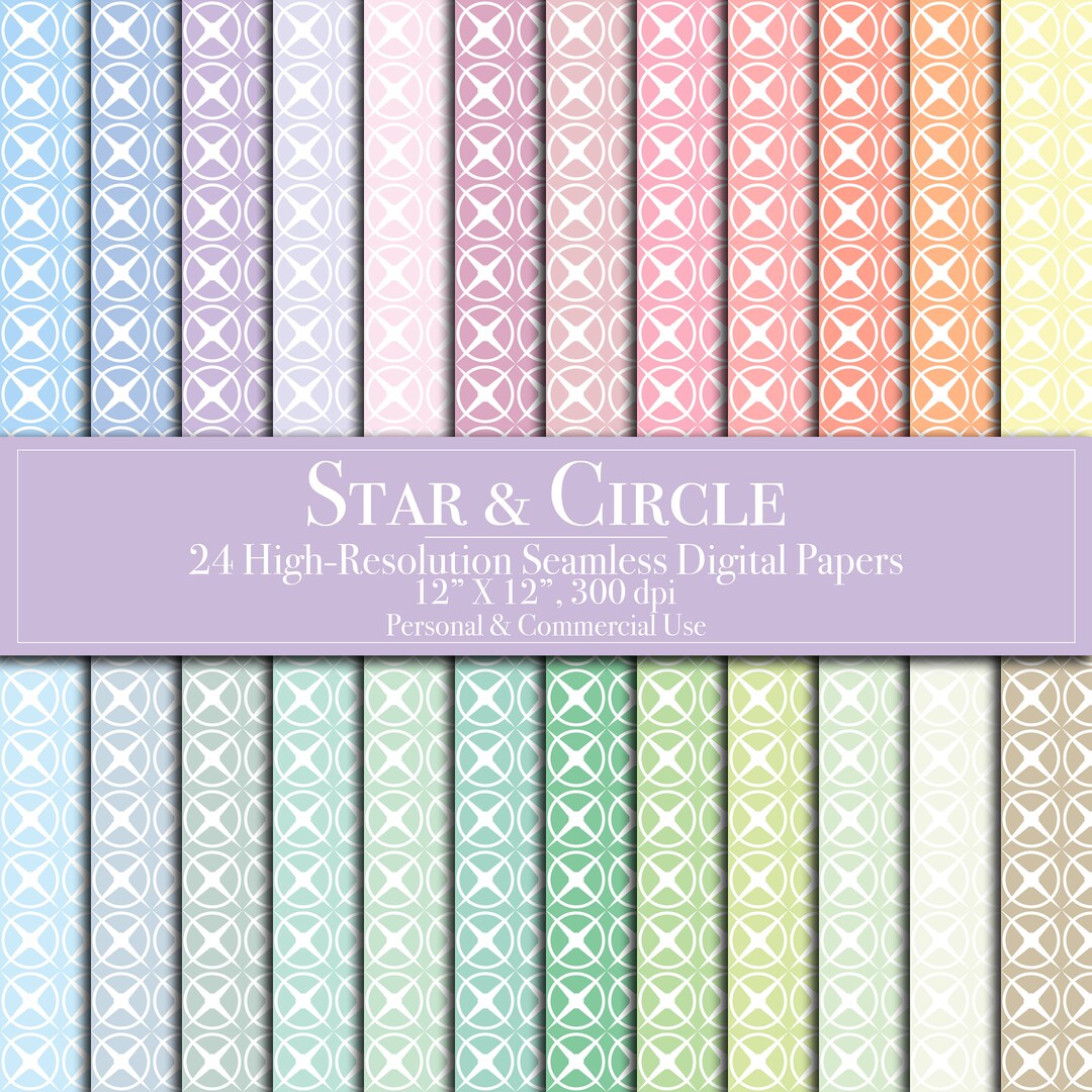 Star & Circle Lattice Digital Paper, Seamless Pattern Scrapbook Paper ...