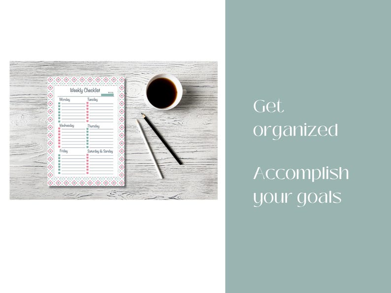 Boho Printable Weekly Checklist Template, Groovy Retro Theme, Blank ...