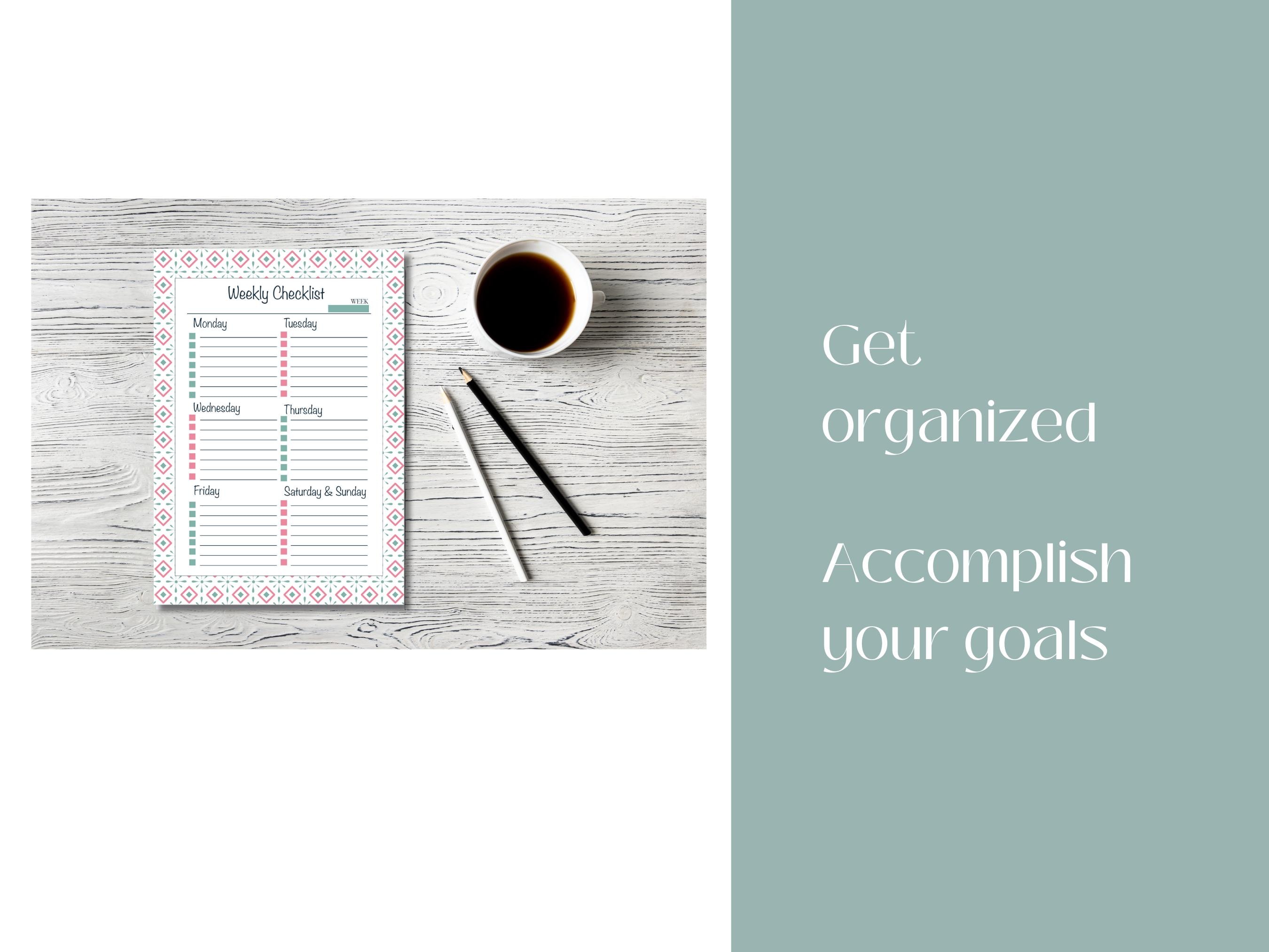 Boho Printable Weekly Checklist Template, Groovy Retro Theme, Blank ...