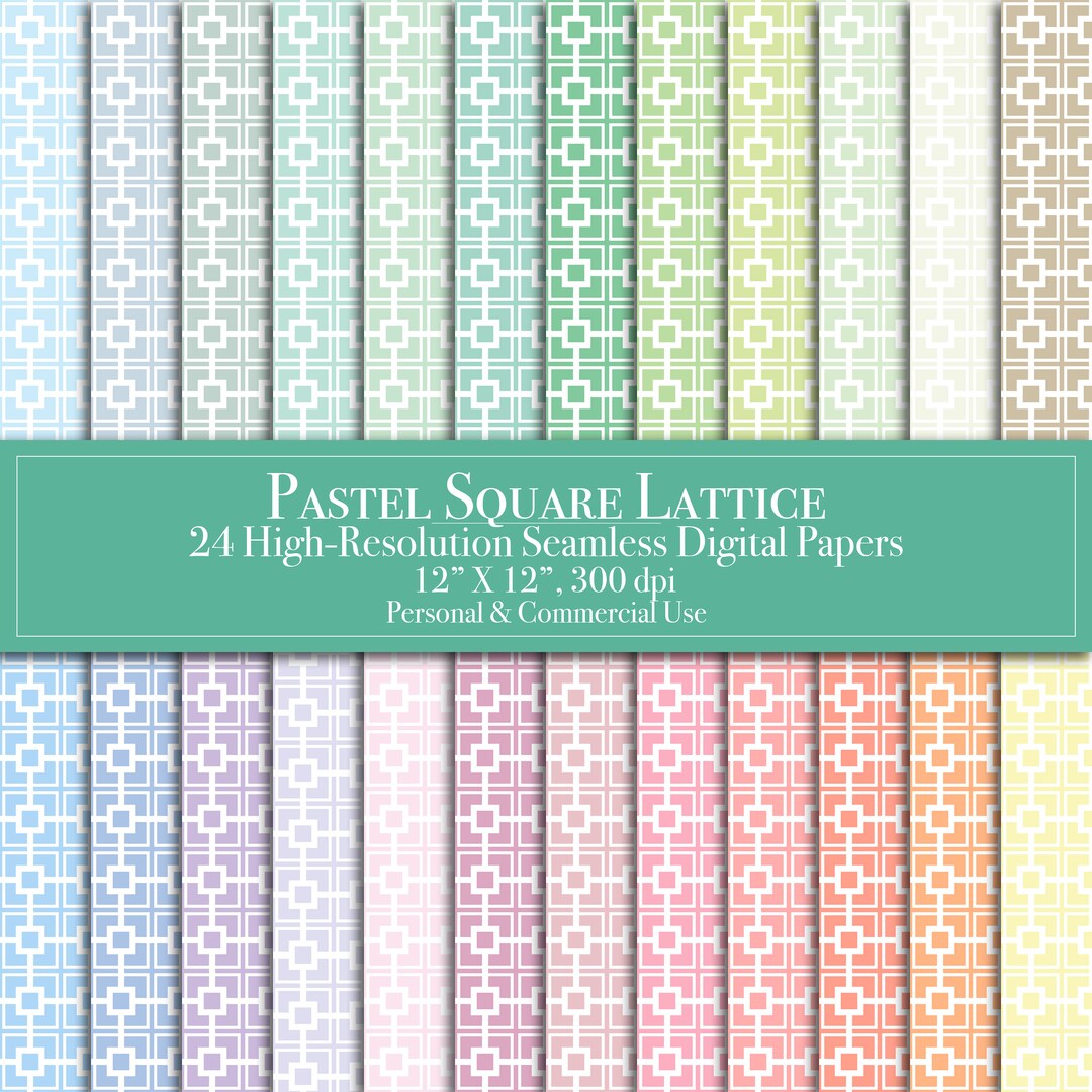 Pastel Square Lattice Digital Paper, Seamless Pattern Scrapbook Paper ...