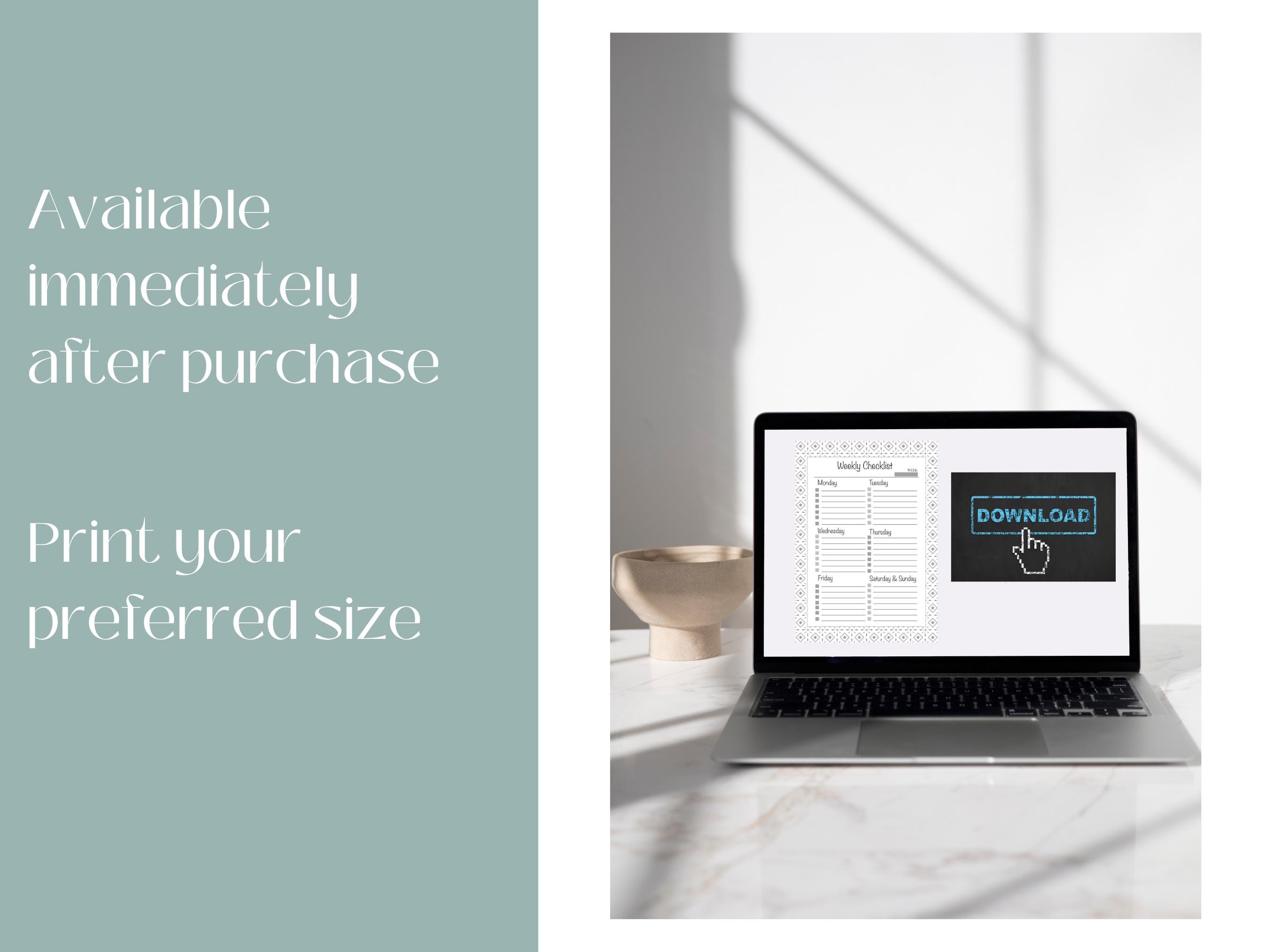 Boho Printable Weekly Checklist Template, Groovy Retro Theme, Blank ...