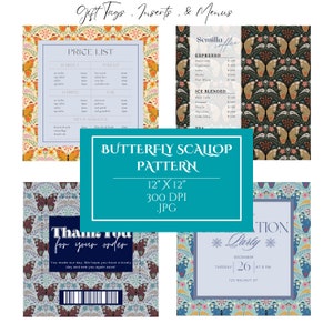Butterfly Scallop Digital Paper Bundle, Seamless Patterns Scrapbook ...