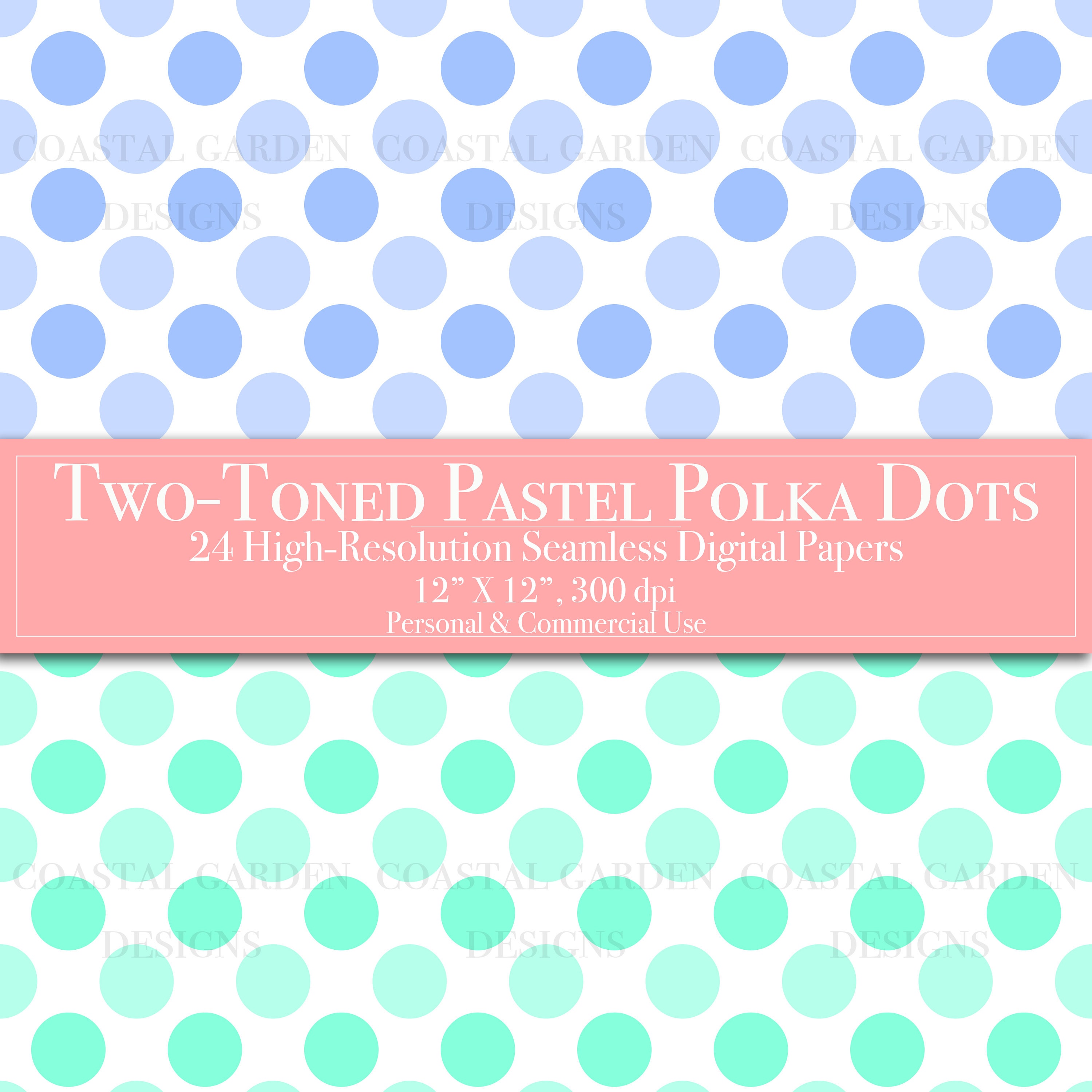 Pastel Rainbow Two-toned Polka Dots Digital Paper, Seamless Pattern ...