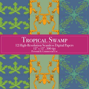 Tropical Swamp Digital Paper, Seamless Digital Scrapbook Paper, Planner ...