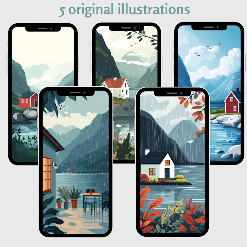 Cozy Cabin iPhone Android Wallpapers, Digital Download Unique Phone ...