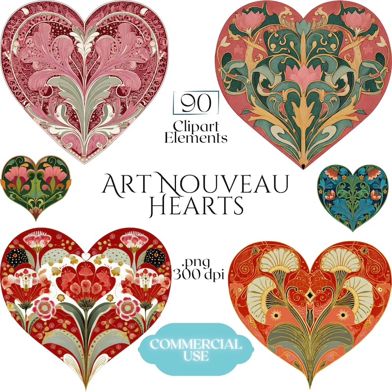 Stylized Heart Clip Art - Etsy