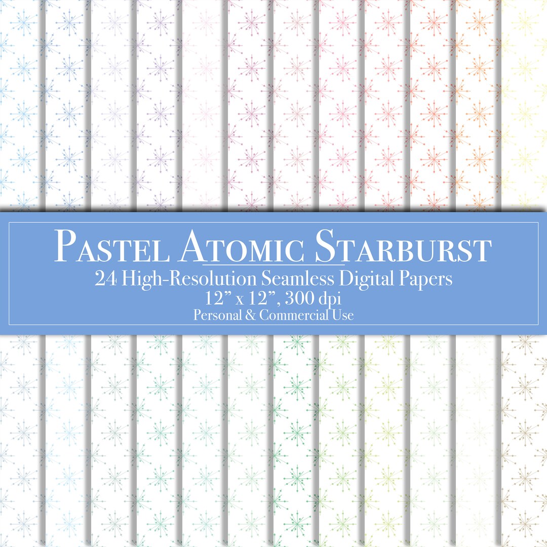 Atomic Starburst Digital Papers, Seamless Pattern Scrapbook Paper ...