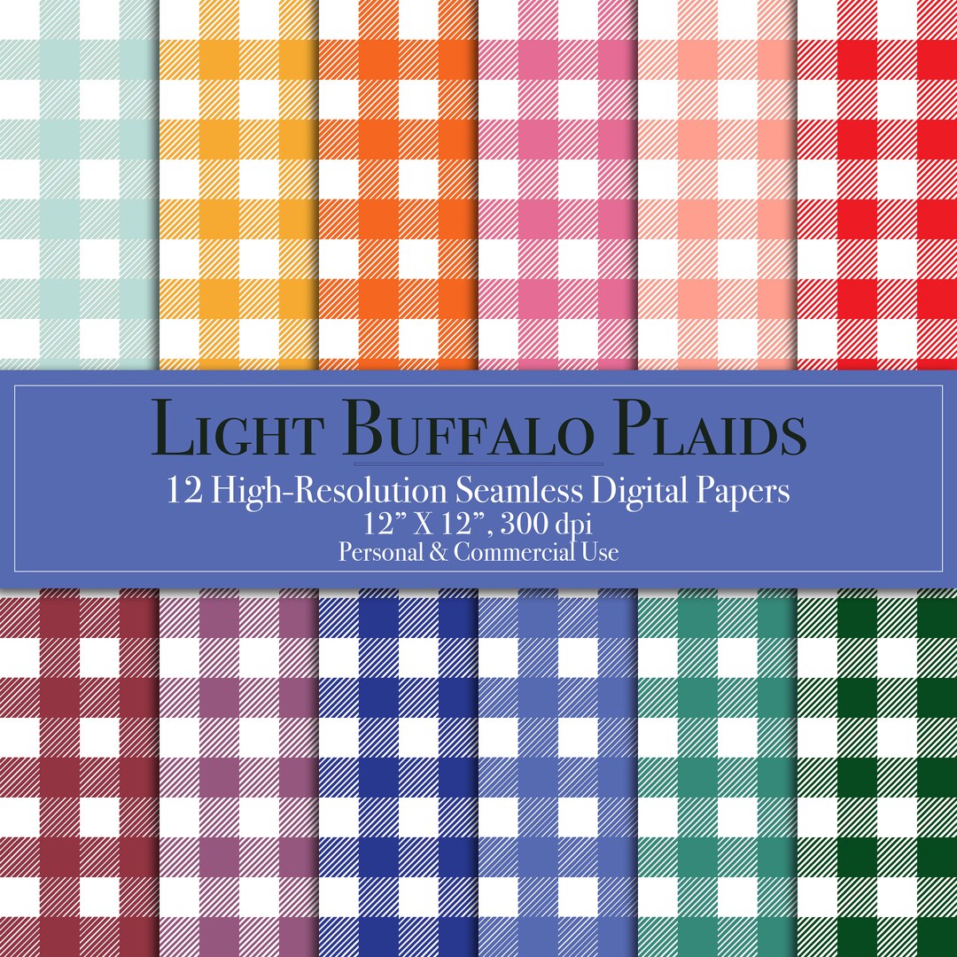 Light Buffalo Plaids Digital Paper, Seamless Pattern Scrapbook Paper ...