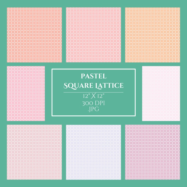 Pastel Square Lattice Digital Paper, Seamless Pattern Scrapbook Paper ...