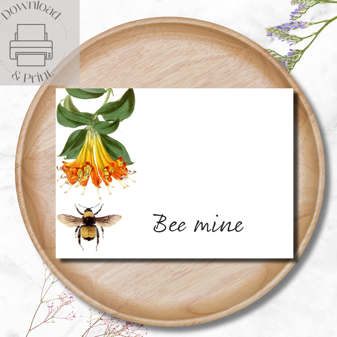 Bee Mine Printable Valentine's Day Card, Instant Download Print at Home ...