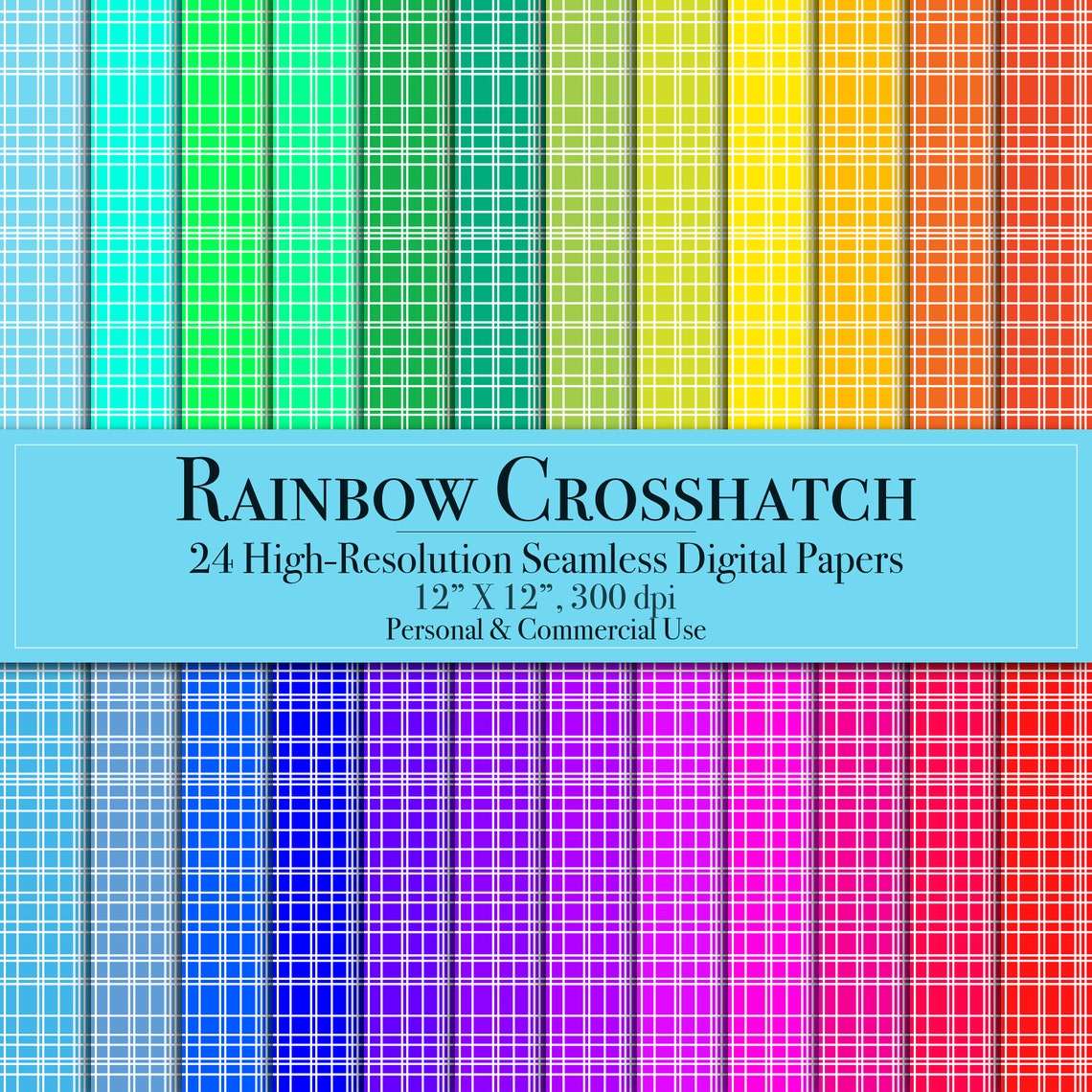 Rainbow Crosshatch Digital Paper Bundle, Seamless Pattern, Scrapbook ...