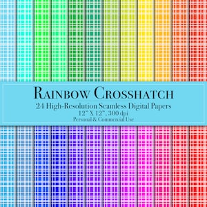 Rainbow Crosshatch Digital Paper Bundle, Seamless Pattern, Scrapbook ...