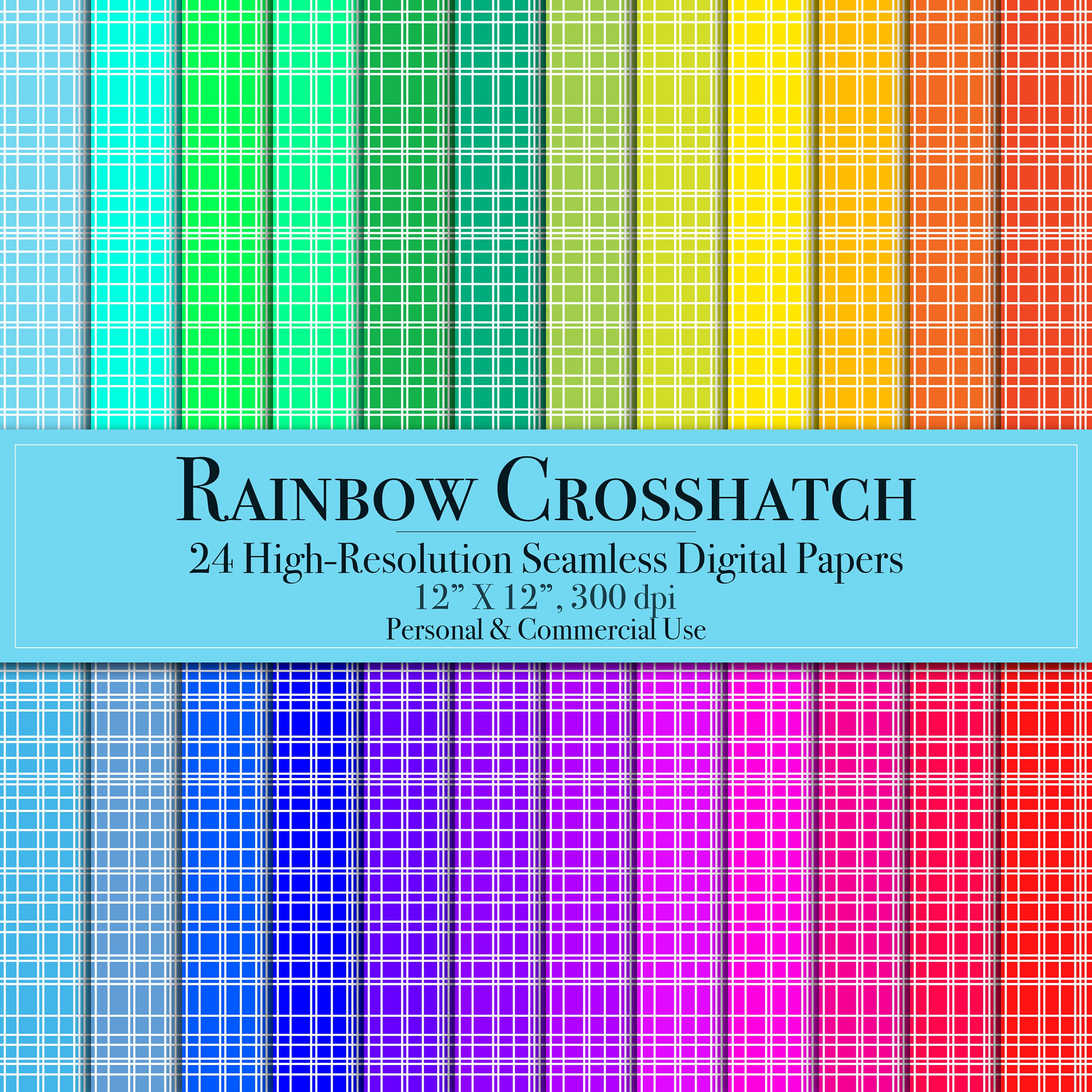 Rainbow Crosshatch Digital Paper Bundle, Seamless Pattern, Scrapbook ...