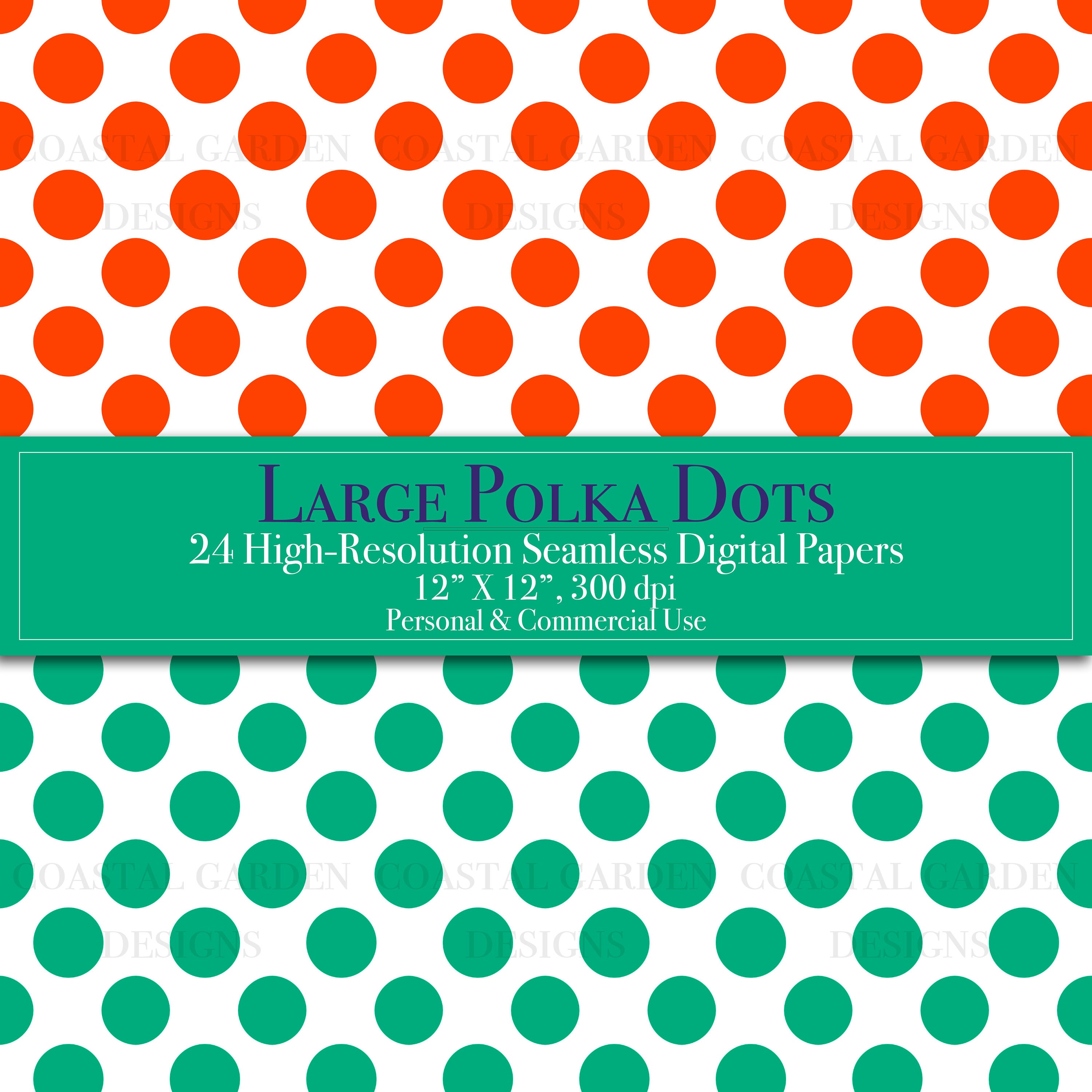 Large Rainbow Polka Dots Digital Paper, Seamless Pattern, Scrapbook ...