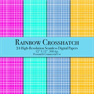 Rainbow Crosshatch Digital Paper Bundle, Seamless Pattern, Scrapbook ...