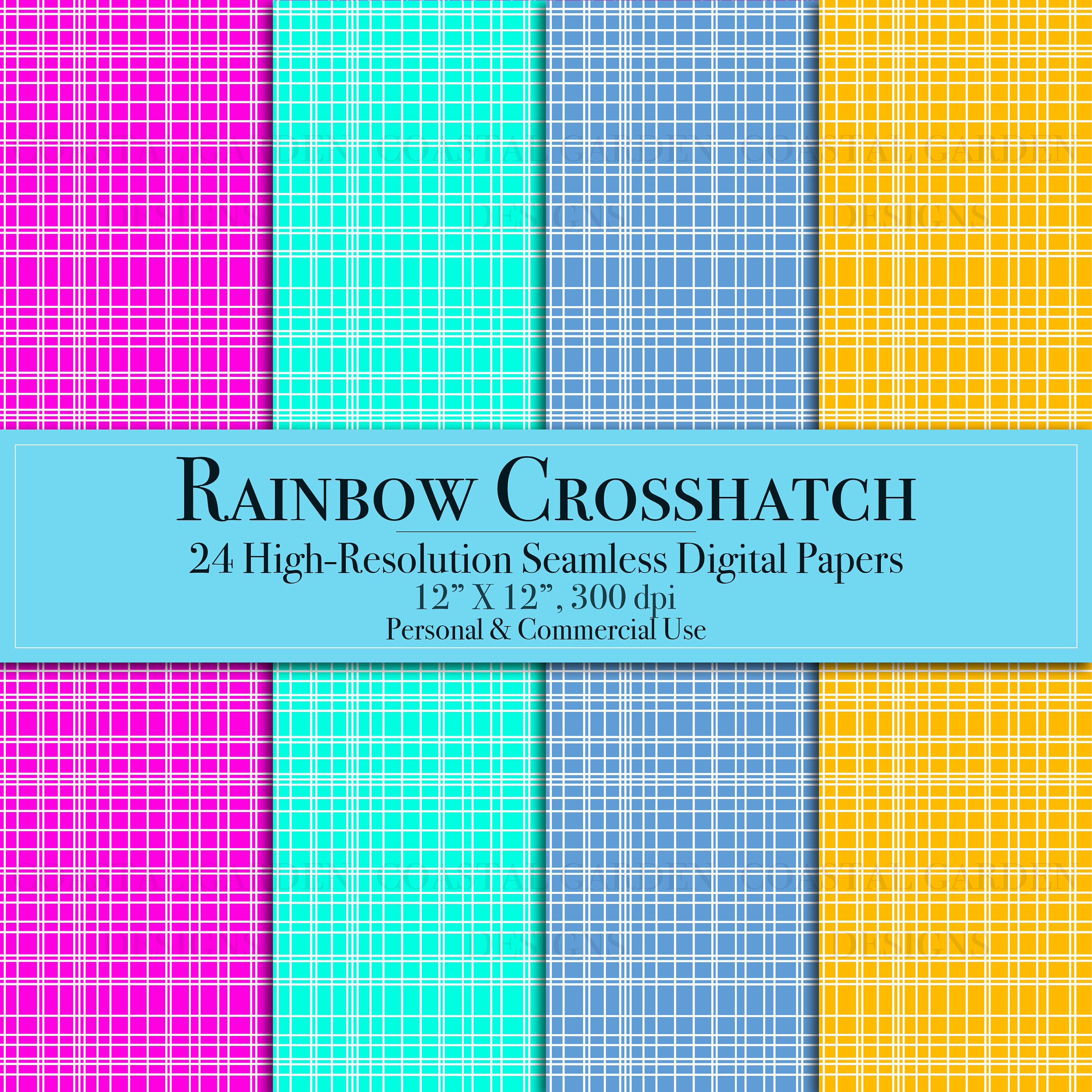 Rainbow Crosshatch Digital Paper Bundle, Seamless Pattern, Scrapbook ...