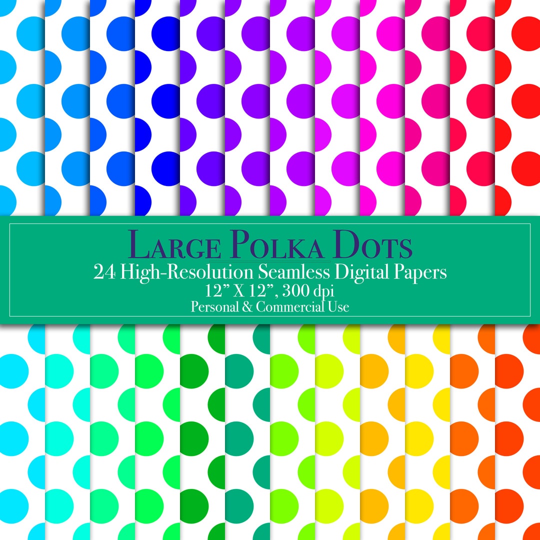 Polka Dot Rainbow Digital Paper, Colorful Seamless Pattern, Scrapbook ...