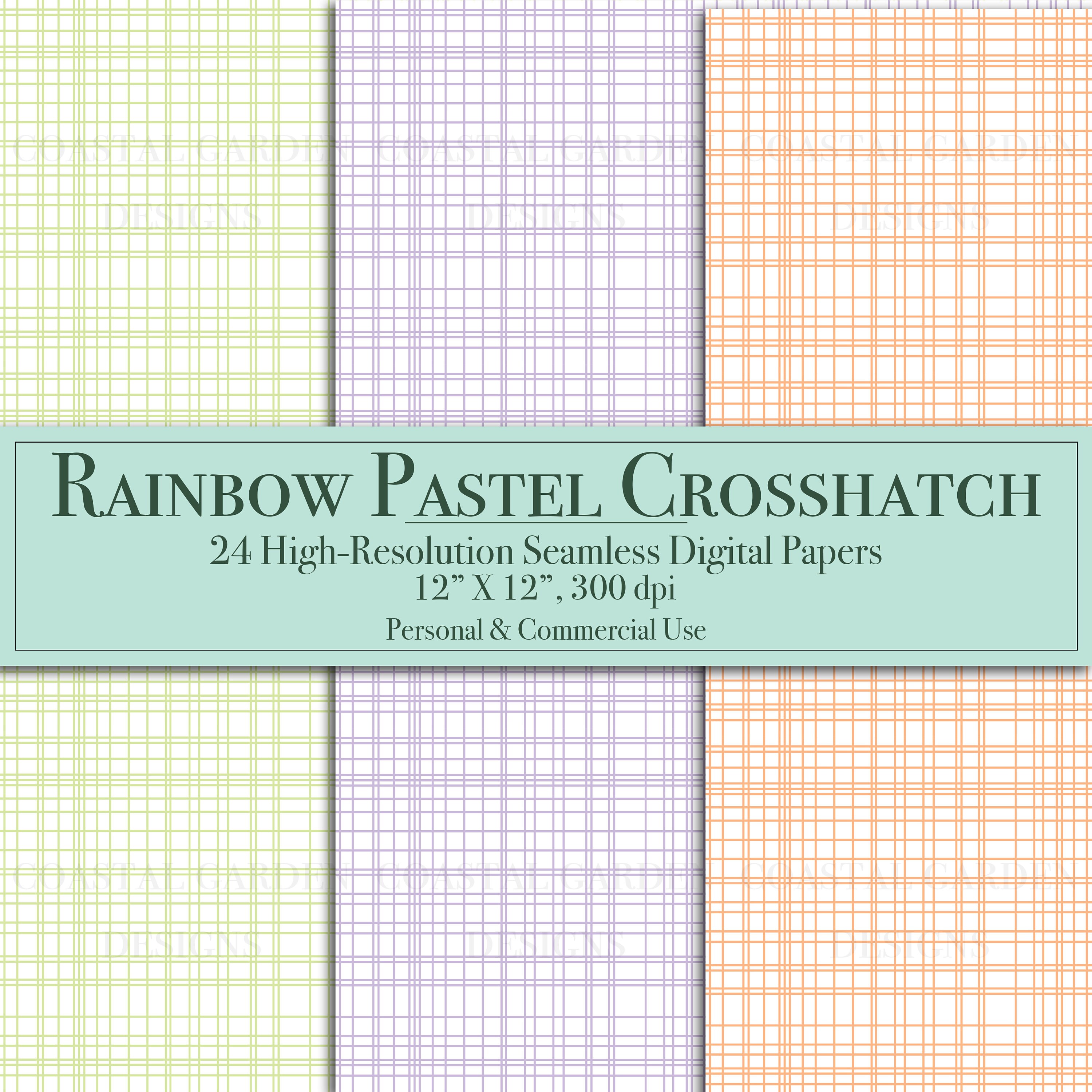 Rainbow Pastel Crosshatch Digital Paper Bundle, Seamless Pattern ...