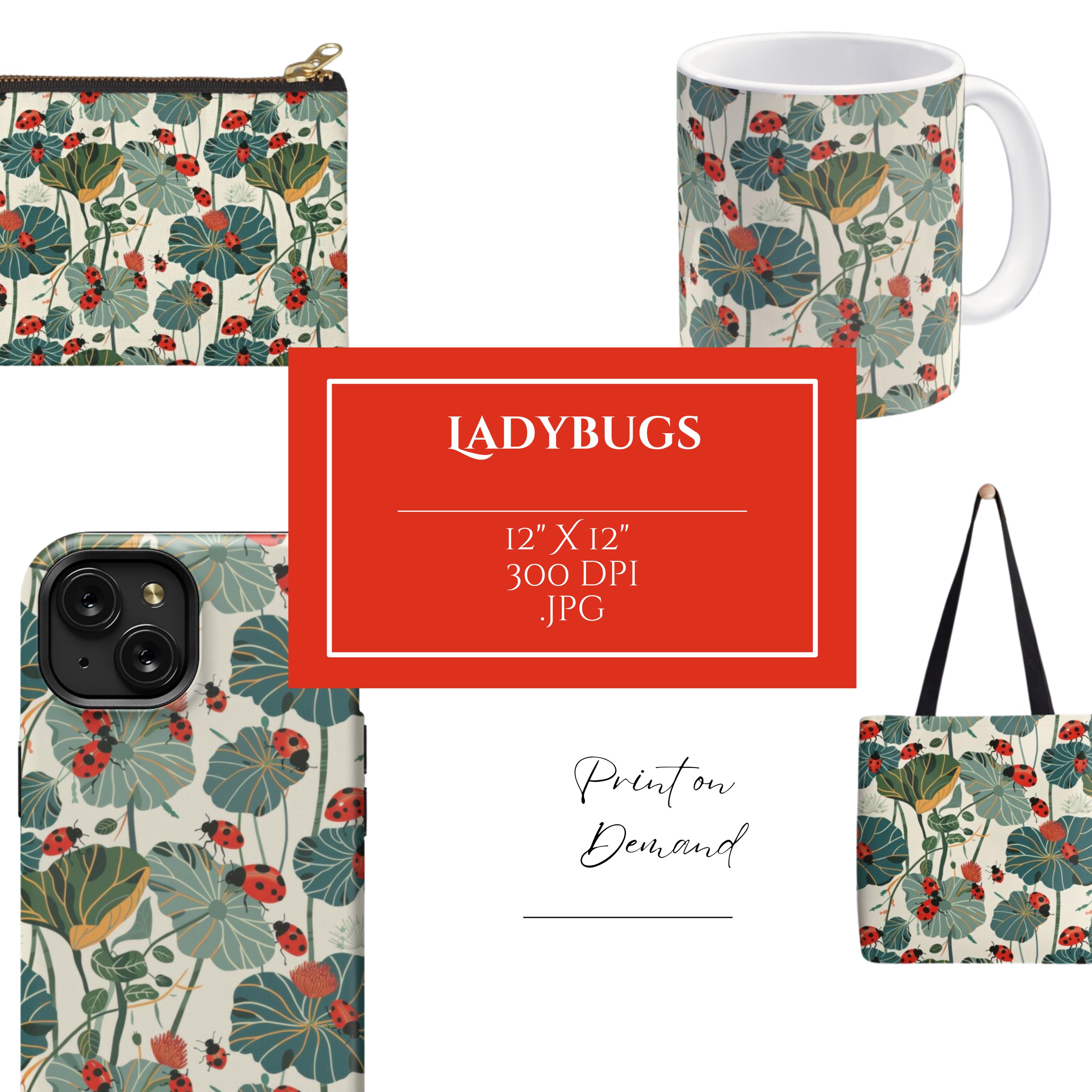 Ladybug Digital Papers, Floral Seamless Digital Scrapbook Patterns ...