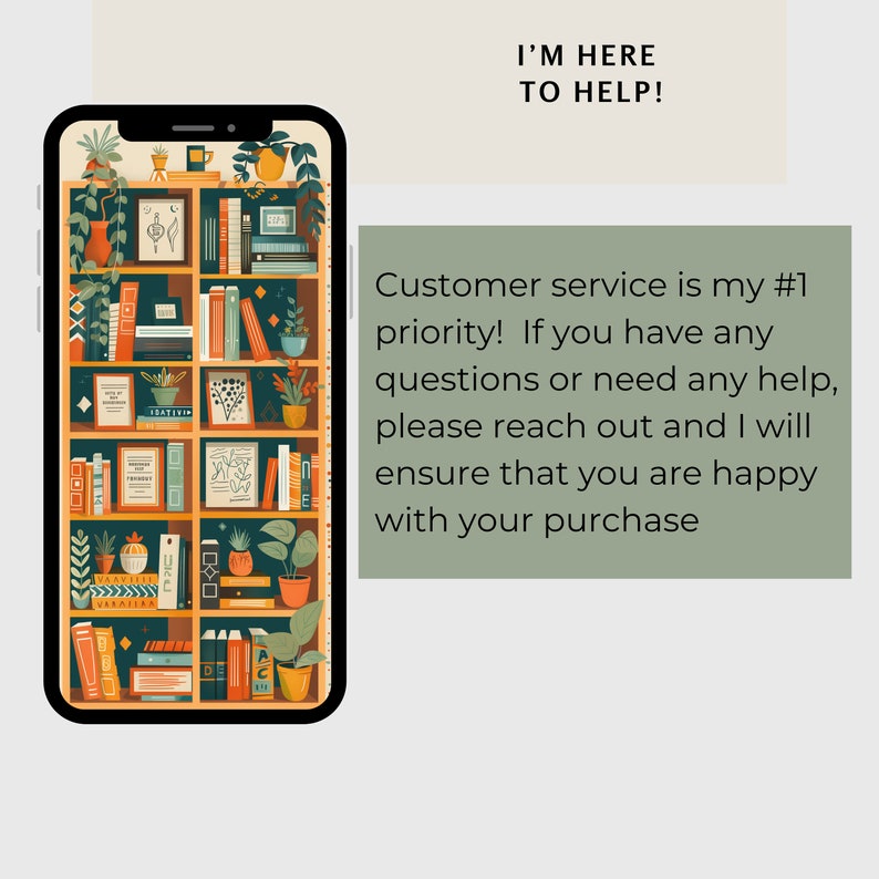 5 Book Lovers iPhone Android Wallpapers, Digital Download, Unique Phone ...