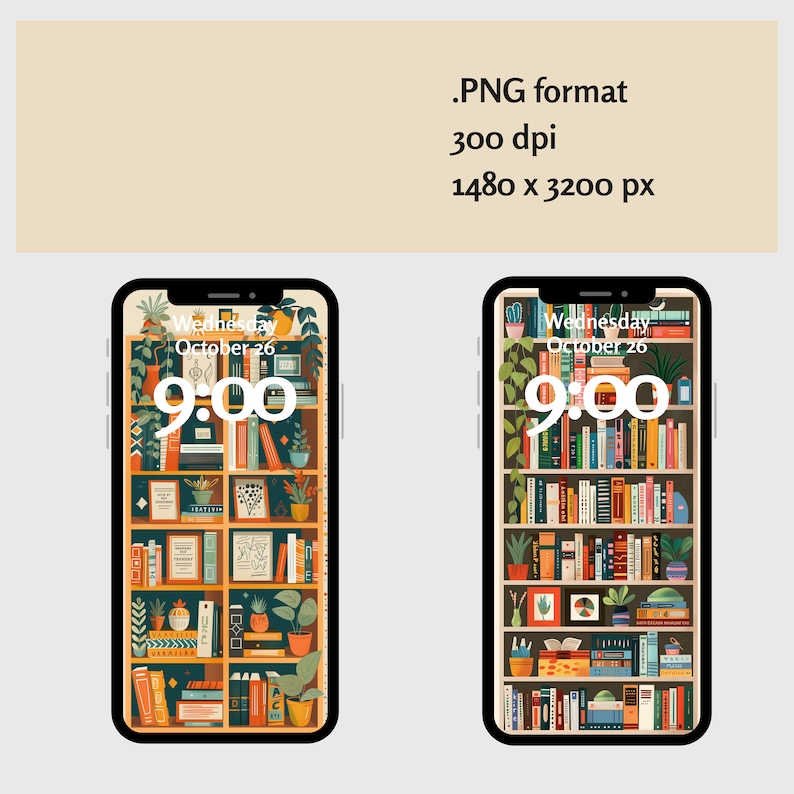 5 Book Lovers iPhone Android Wallpapers, Digital Download, Unique Phone ...