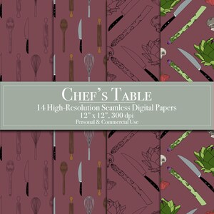 Cooking Digital Papers, Seamless Chef Pattern, Scrapbook Paper ...
