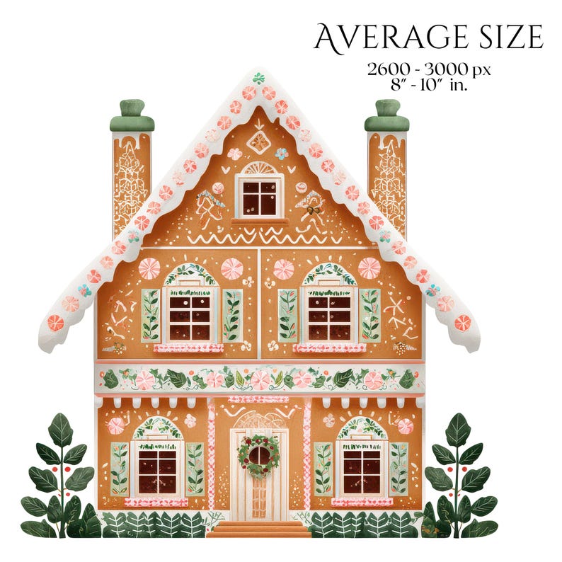 Gingerbread Houses Clipart, Christmas Gingerbread House Ephemera ...