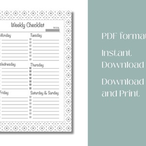 Boho Printable Weekly Checklist Template, Groovy Retro Theme, Blank ...