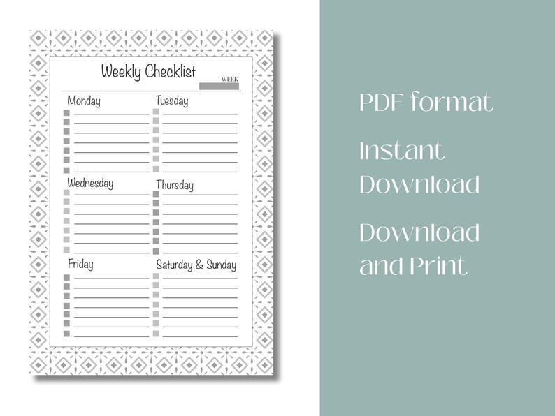 Boho Printable Weekly Checklist Template, Groovy Retro Theme, Blank ...