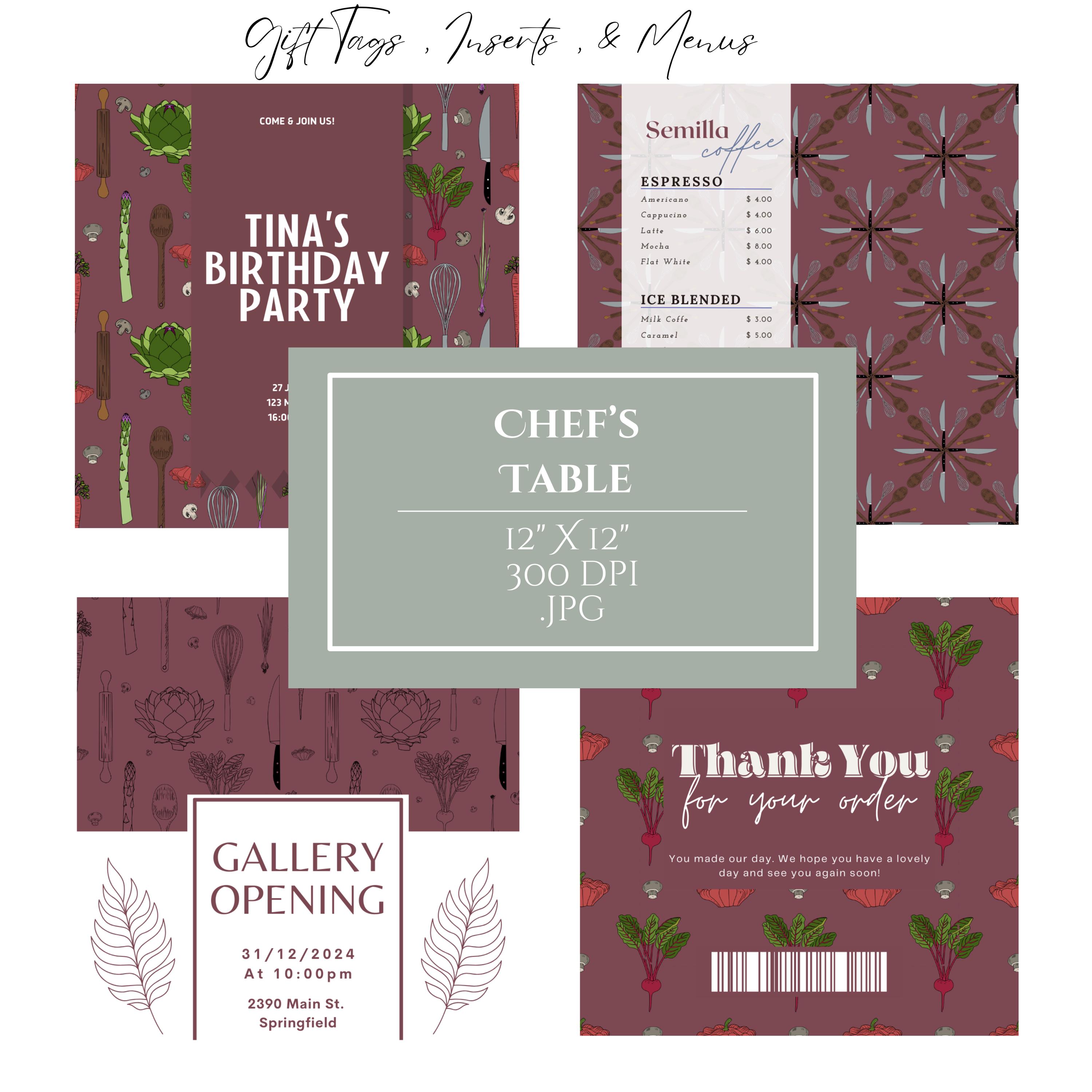 Cooking Digital Papers, Seamless Chef Pattern, Scrapbook Paper ...