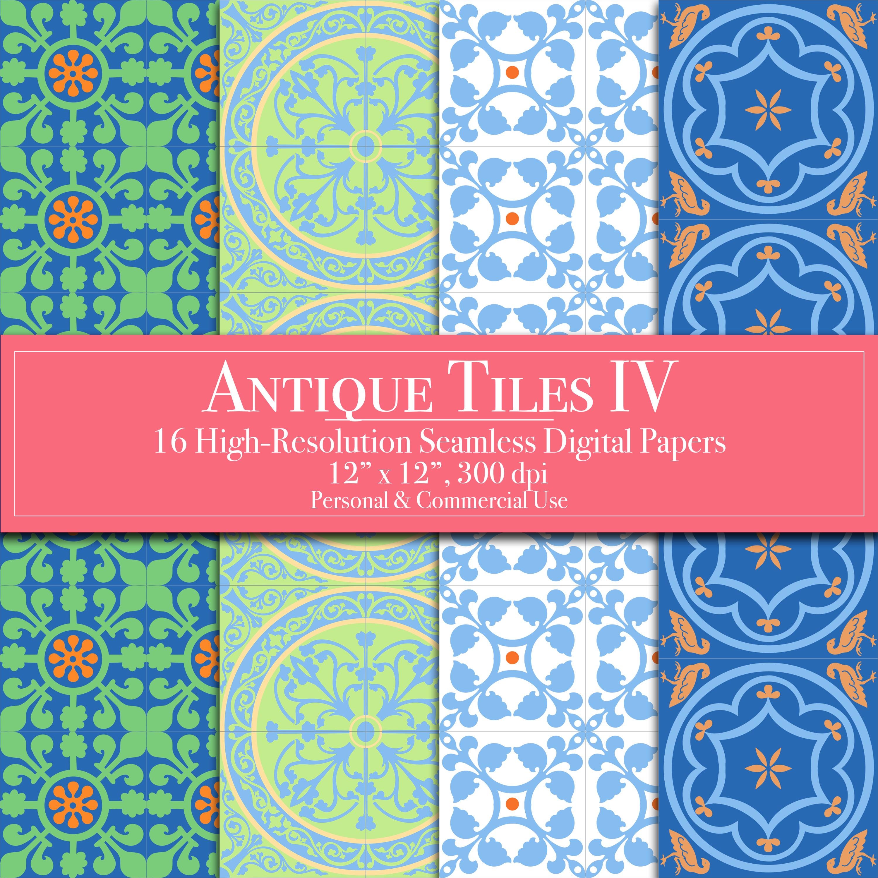 Classical Tiles Digital Paper Bundle, Seamless Patterns, Scrapbook ...