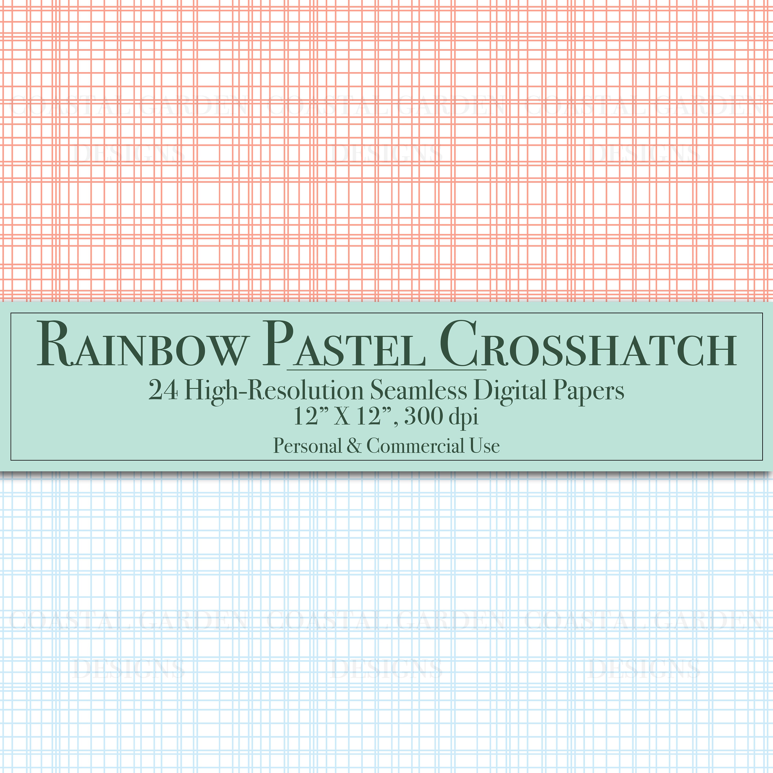 Rainbow Pastel Crosshatch Digital Paper Bundle, Seamless Pattern ...
