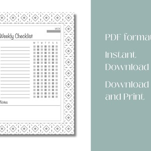 Printable Weekly Checklist Template, Boho Retro Theme, Blank List, List ...