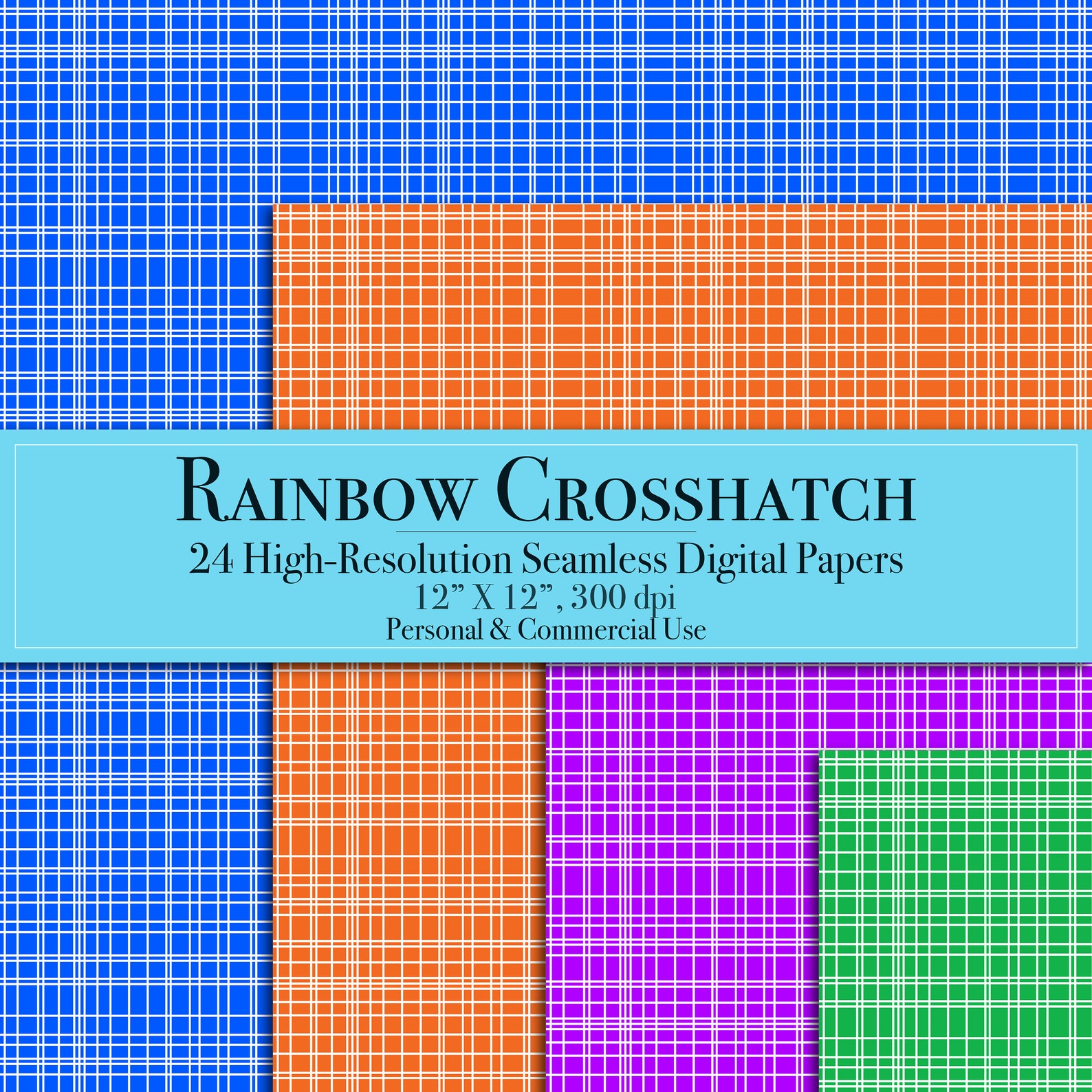 Rainbow Crosshatch Digital Paper Bundle, Seamless Pattern, Scrapbook ...