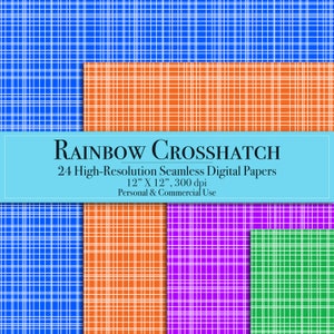 Rainbow Crosshatch Digital Paper Bundle, Seamless Pattern, Scrapbook ...