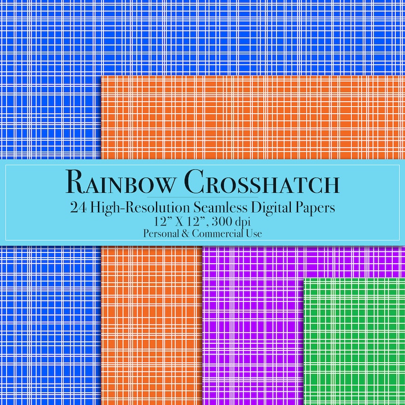 Rainbow Crosshatch Digital Paper Bundle, Seamless Pattern, Scrapbook ...