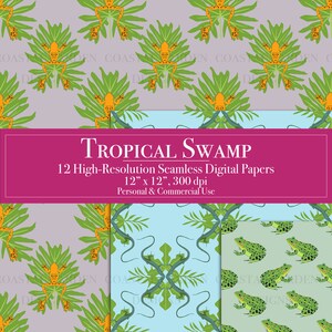 Tropical Swamp Digital Paper, Seamless Digital Scrapbook Paper, Planner ...