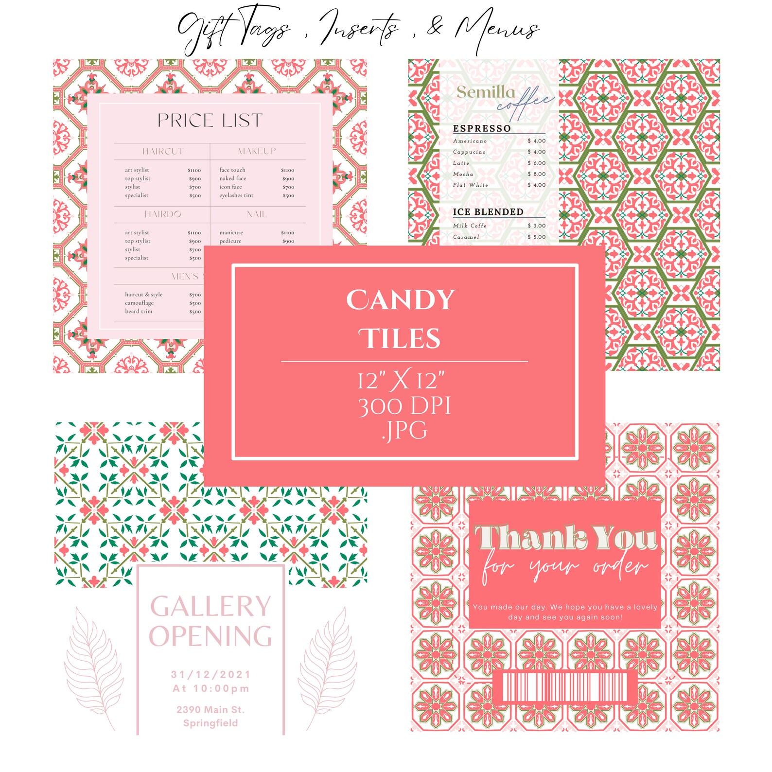 Candy Tile Digital Paper Bundle, Seamless Coordinating Patterns ...
