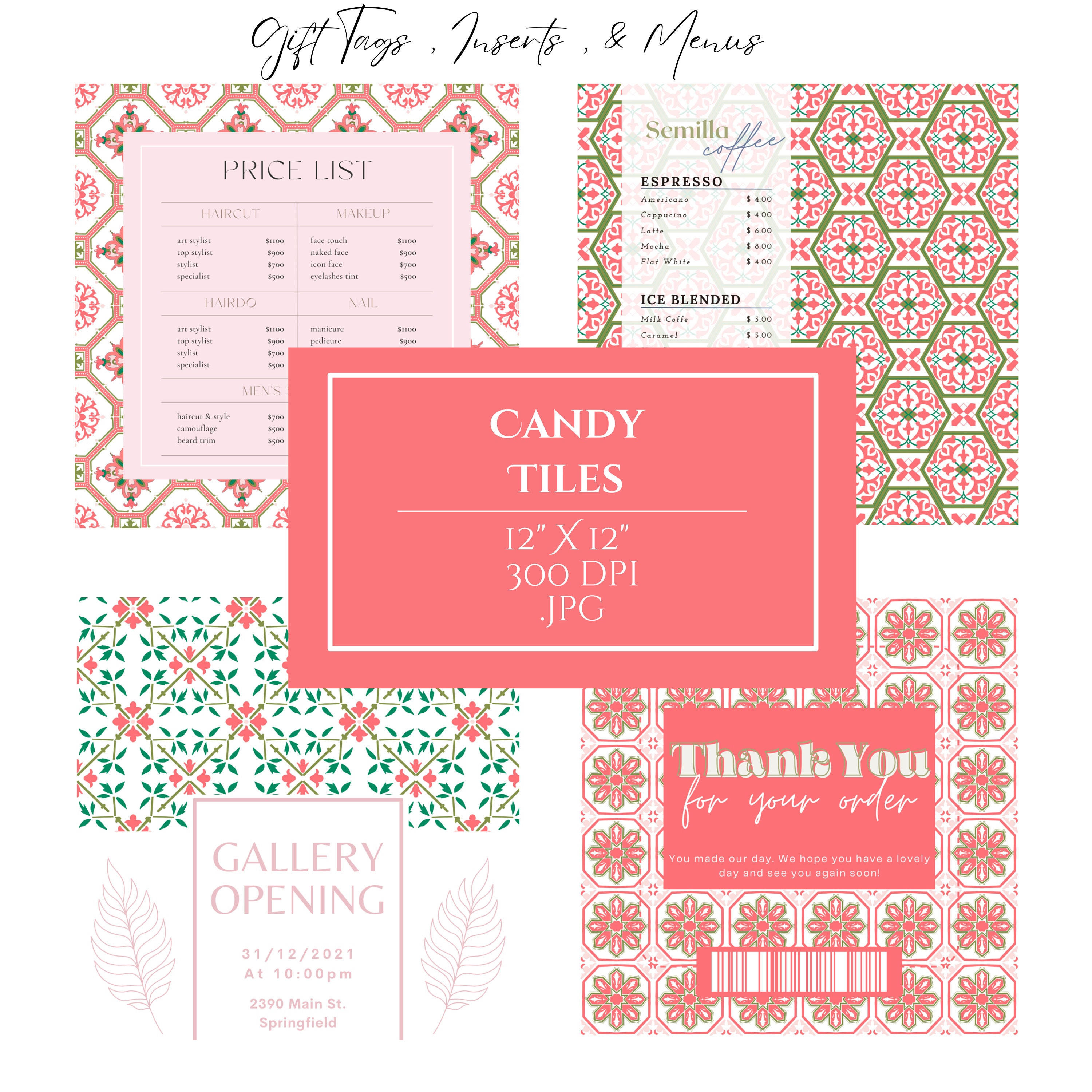 Candy Tile Digital Paper Bundle, Seamless Coordinating Patterns ...