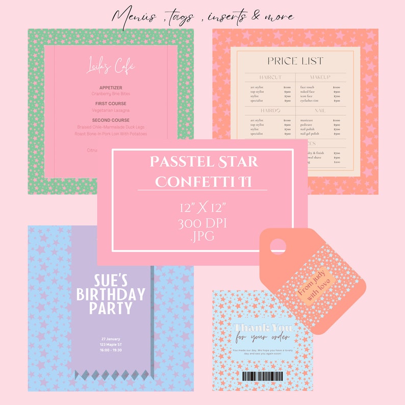 Pastel Rainbow Star Confetti Digital Paper, Seamless Pattern Scrapbook ...